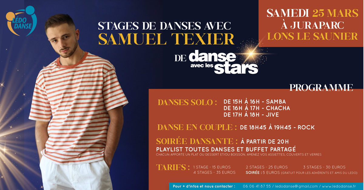 4 STAGES ET SOIRÉE DANSANTE AVEC SAMUEL TEXIER DE "DANSE AVEC LES STARS ...